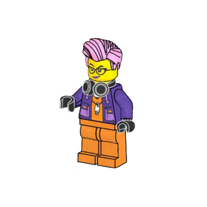 LEGO Prisoner with Orange Jumpsuit and Pink Hair with Purple Jacket ...