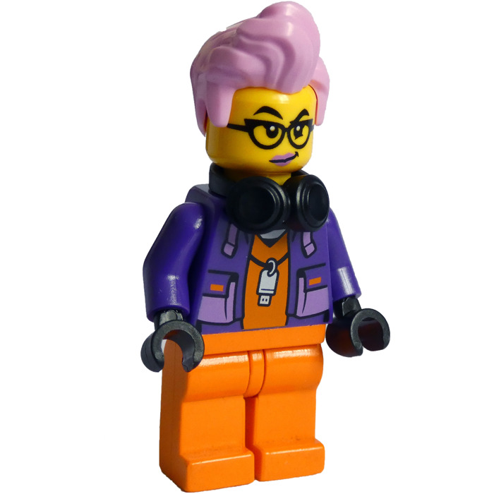 LEGO Prisoner with Orange Jumpsuit and Pink Hair with Purple Jacket ...