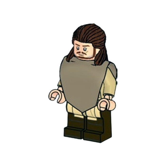 LEGO Qui-Gon Jinn with Dark Brown Legs and Poncho Minifigure (Reddish ...