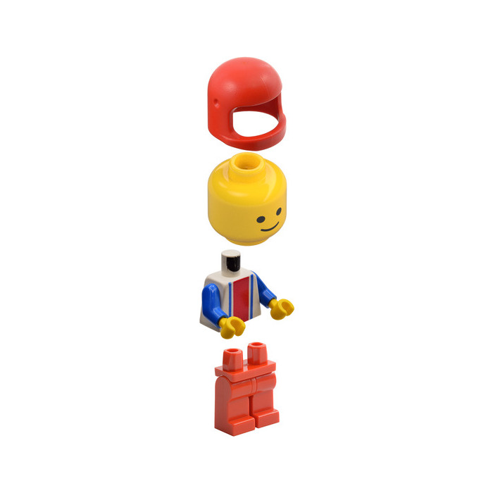 LEGO Race Car Driver with Red, White and Blue Striped Shirt Minifigure ...