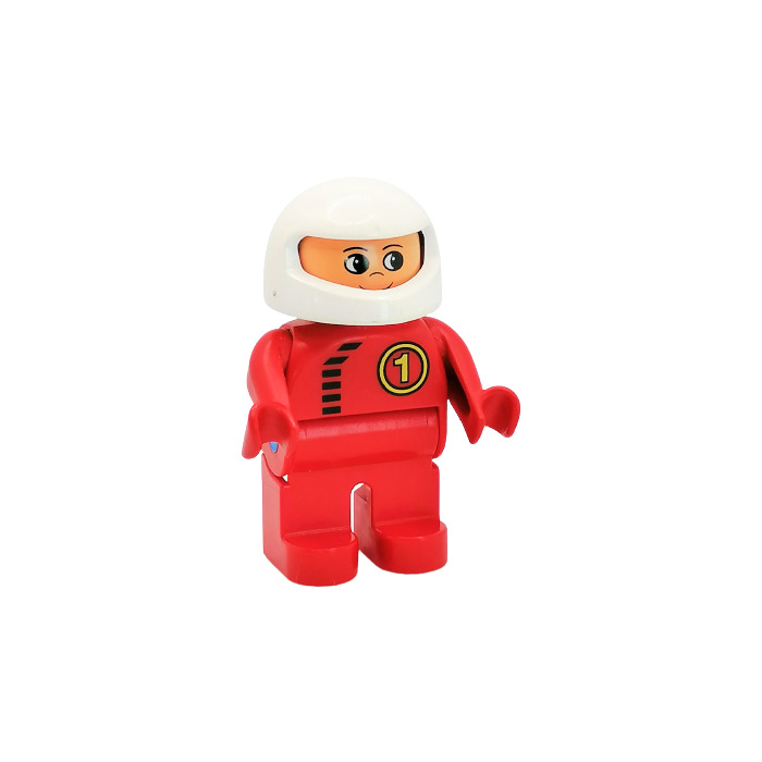 LEGO Racing Driver with Red Suit with ‘1’ and White Helmet Duplo Figure ...