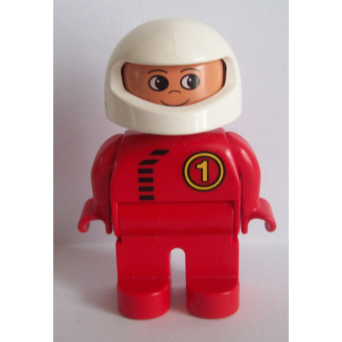 LEGO Racing Driver with Red Suit with ‘1’ and White Helmet Duplo Figure ...