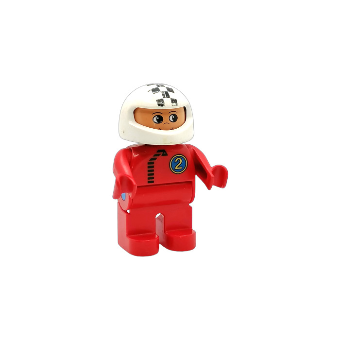 LEGO Racing Driver with Red Suit with ‘2’ Duplo Figure with White ...