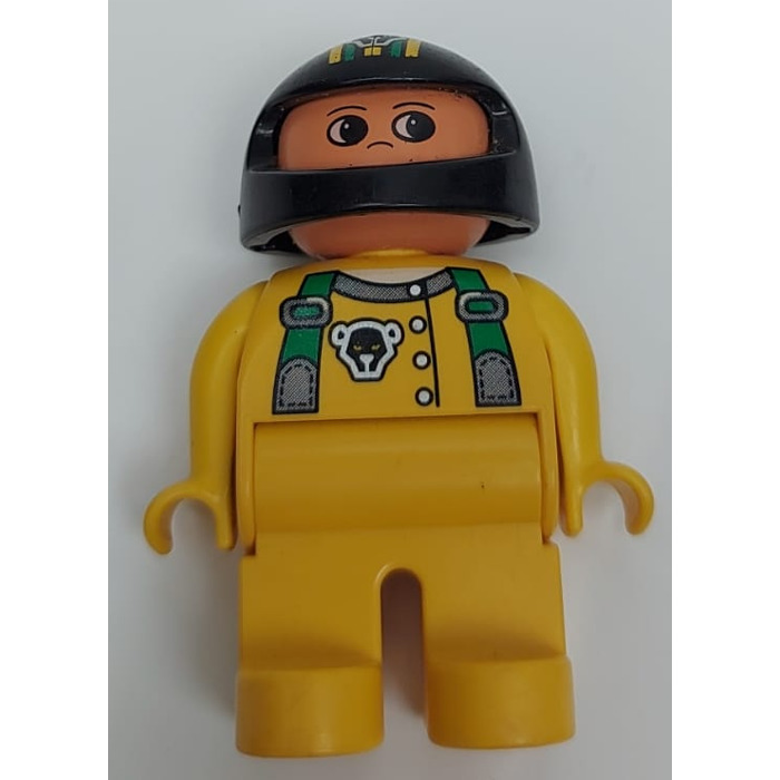LEGO Racing Driver with Yellow Suit and Black Helmet Duplo Figure ...
