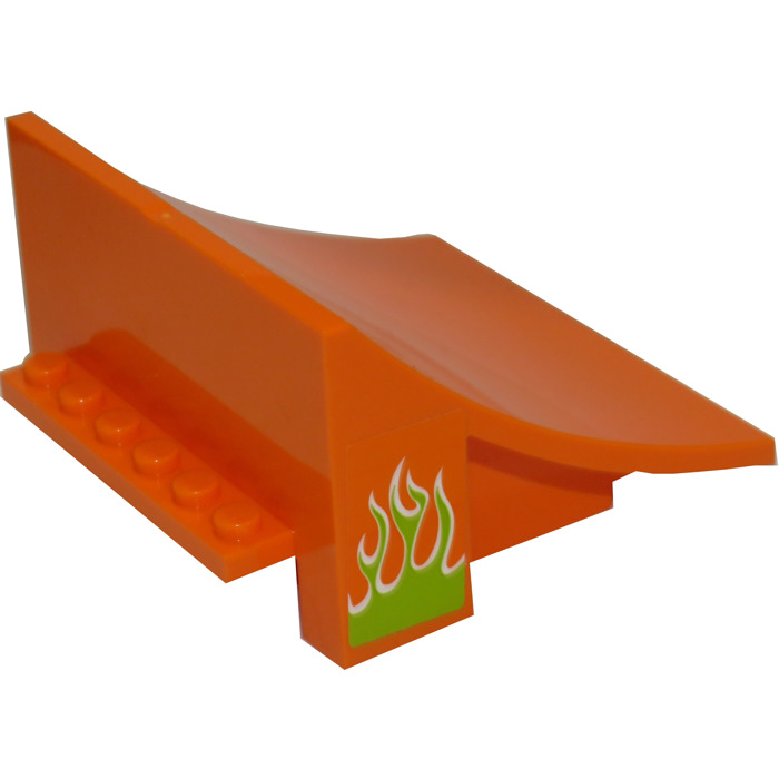 LEGO Ramp 8 x 8 x 4 Curved Stuntz with Lime Flames Sticker (75538 ...