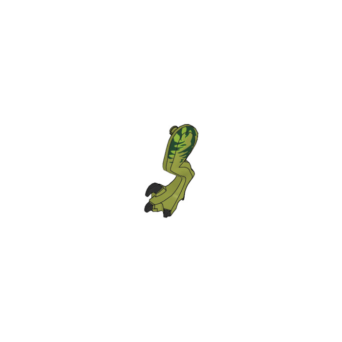 LEGO Raptor Back Left Leg (Large) with Dark Green Stripes over Lime ...