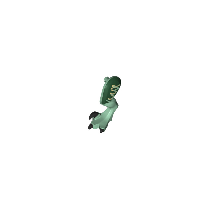 LEGO Raptor Back Left Leg (Large) with Tan Stripes over Dark Green ...