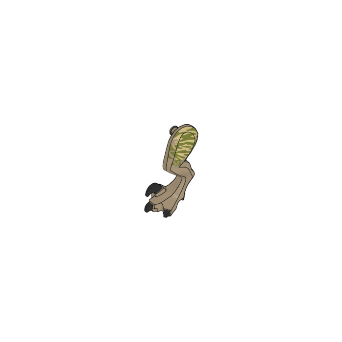 LEGO Raptor Back Left Leg (Large) with Tan Stripes over Olive Green ...