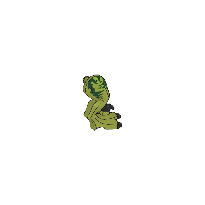 LEGO Raptor Back Right Leg (Large) with Dark Green Stripes over Lime ...