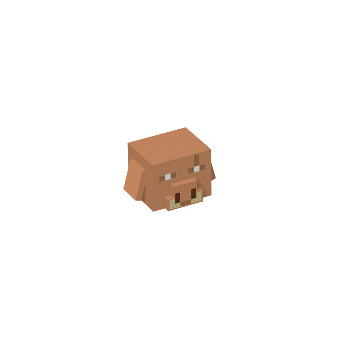 LEGO Rectangular Head with Ears with Piglin Face with Tan Tusks and ...