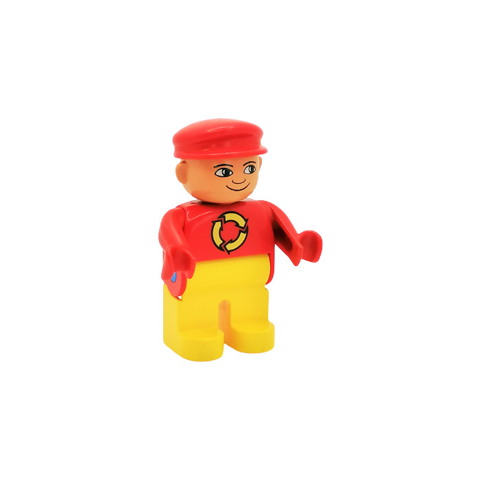 LEGO Recycling Worker with Red Top Duplo Figure with Downwards Nose ...