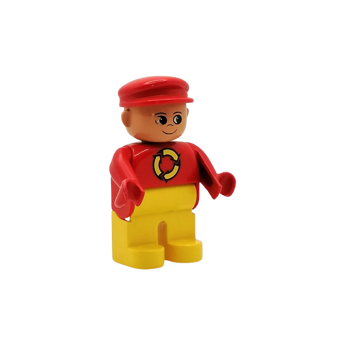 LEGO Recycling Worker with Red Top Duplo Figure with Upwards Nose ...