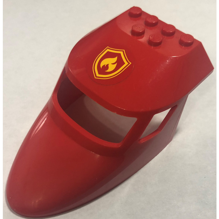 LEGO Red Airplane Cockpit 6 x 10 x 4 with Fire Logo Sticker (87613 ...