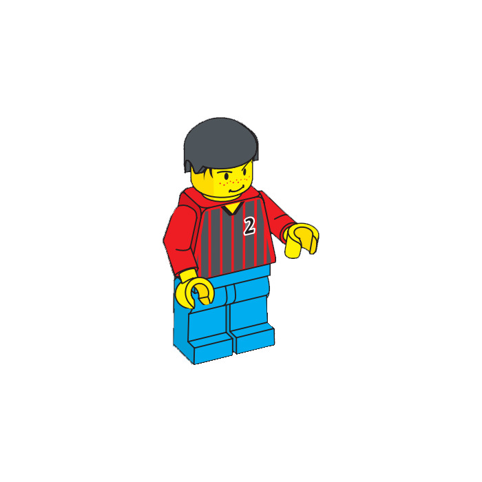 LEGO Red and Blue Team Player with Number 2 on Front Minifigure | Brick Owl
