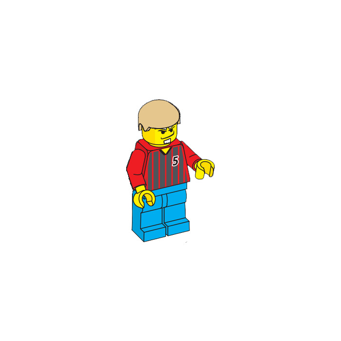 LEGO Red and Blue Team Player with Number 5 on Front Minifigure | Brick Owl