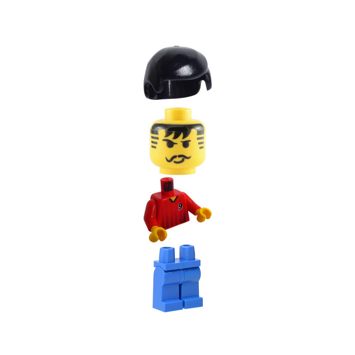 LEGO Red and Blue Team Player with Number 9 on Front Minifigure | Brick Owl