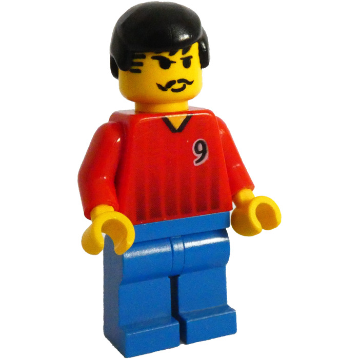 LEGO Red and Blue Team Player with Number 9 on Front Minifigure | Brick ...