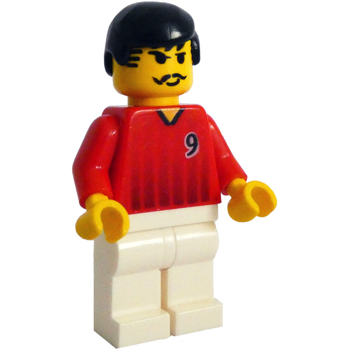 LEGO Red and White Team Player with Number 9 on Front and Back ...