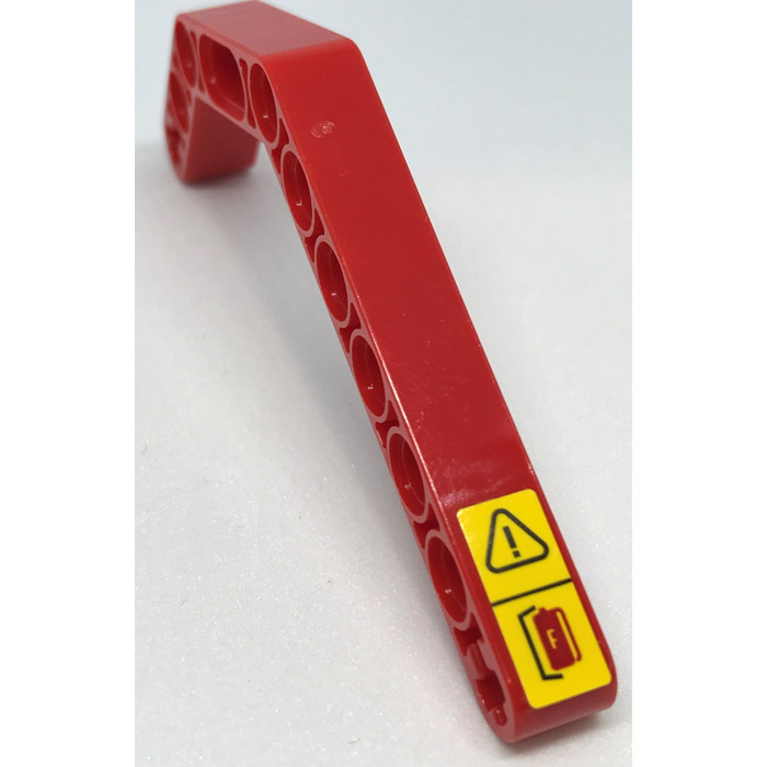 LEGO Red Beam 3 x 3.8 x 7 Bent 45 Double with Warning Signs Sticker ...