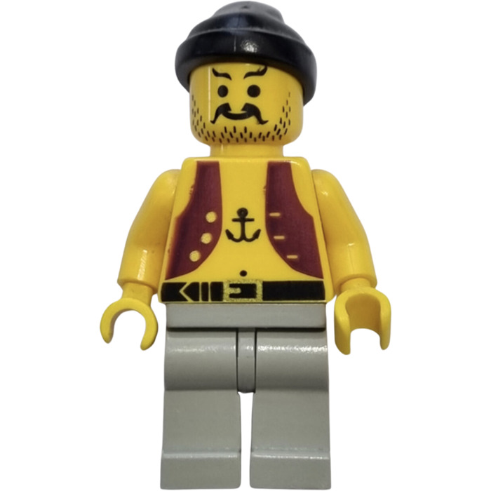 LEGO Red Beard Runner Pirate with Black Anchor on Chest Minifigure ...