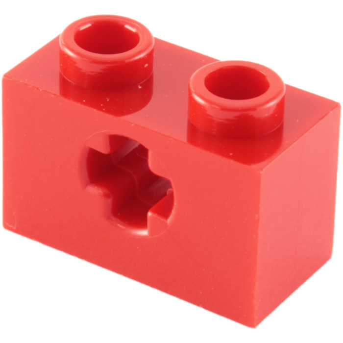 LEGO Red Brick 1 x 2 with Axle Hole ('+' Opening and Bottom Tube ...