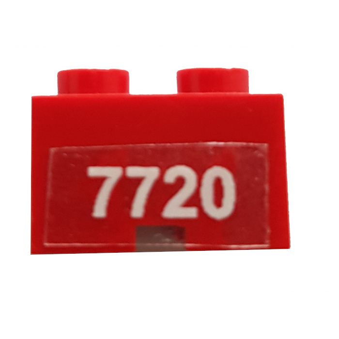 LEGO Red Brick 1 x 2 with Cable Cutout with '7720' Sticker (3134 ...