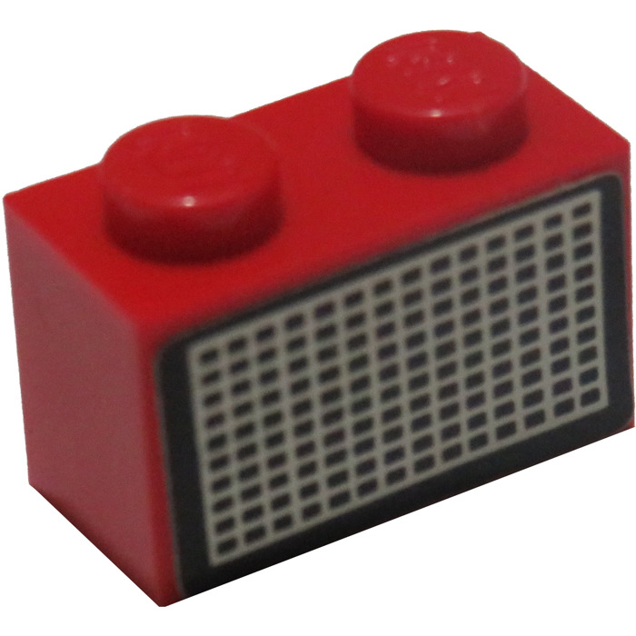 LEGO Red Brick 1 x 2 with Grille Sticker with Bottom Tube (3004 ...