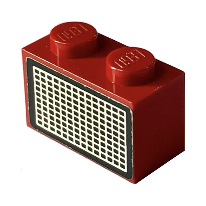 LEGO Red Brick 1 x 2 with Grille Sticker with Bottom Tube (3004 ...