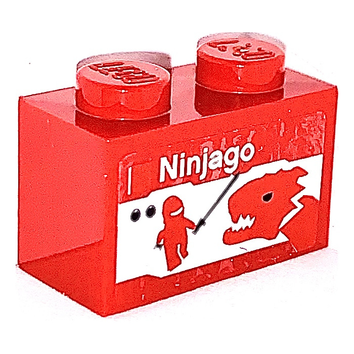 LEGO Red Brick 1 x 2 with Lego Set Package "Ninjago" Sticker with ...