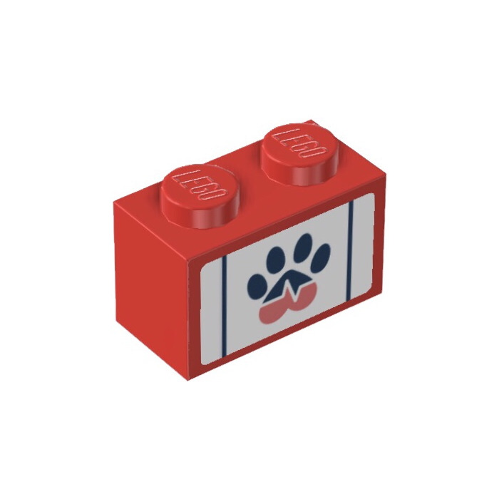 LEGO Brick 1 x 2 with Paw Print Sticker with Bottom Tube (3004) | Brick ...