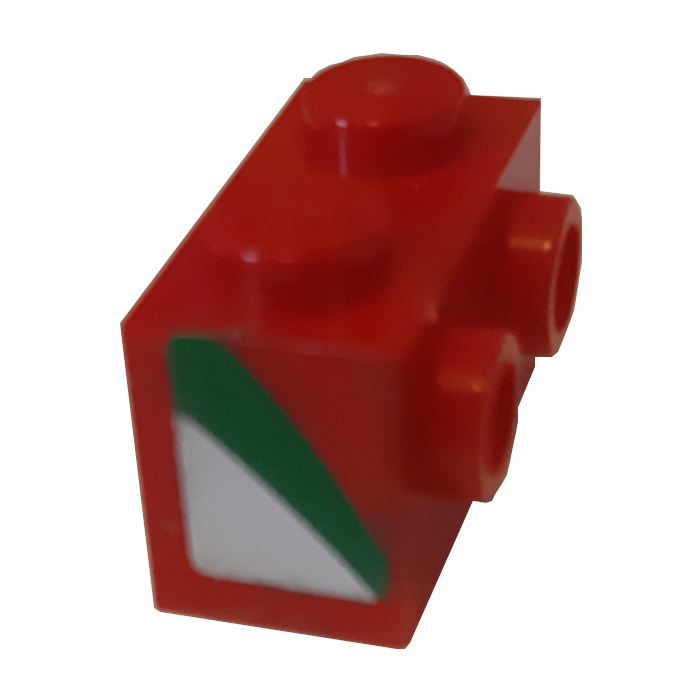 LEGO Red Brick 1 x 2 with Studs on One Side with Stripes (Right ...