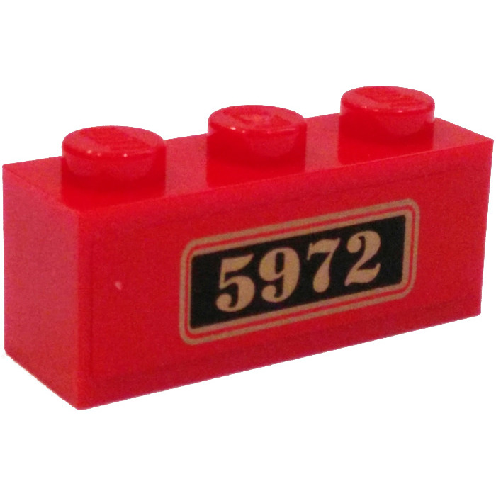 LEGO Red Brick 1 x 3 with "5972" Sticker (3622) | Brick Owl - LEGO ...