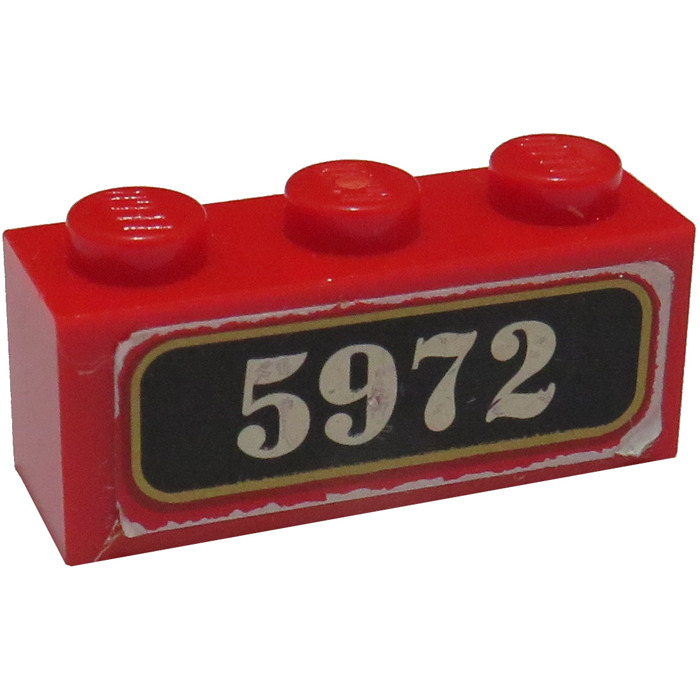 LEGO Red Brick 1 x 3 with Hogwarts Express 5972 Sticker (3622) | Brick ...