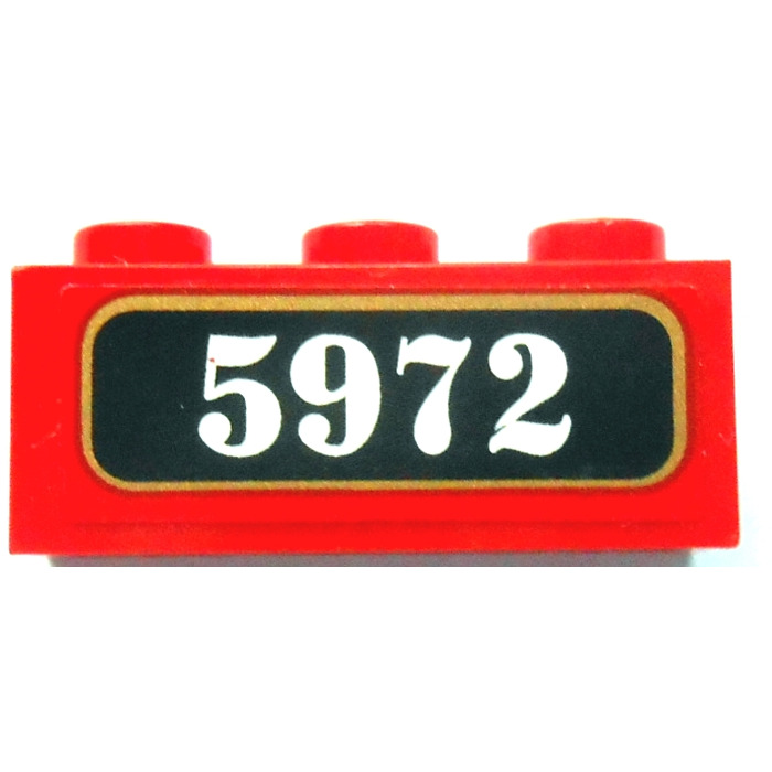 LEGO Red Brick 1 x 3 with Hogwarts Express 5972 Sticker (3622) | Brick ...