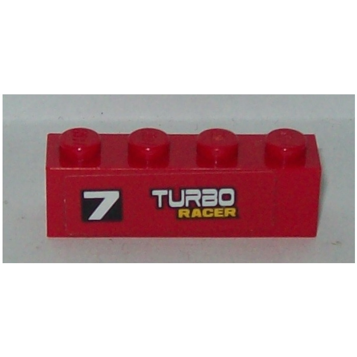 LEGO Red Brick 1 x 4 with '7' and Turbo Racer (Left) Sticker (3010 ...