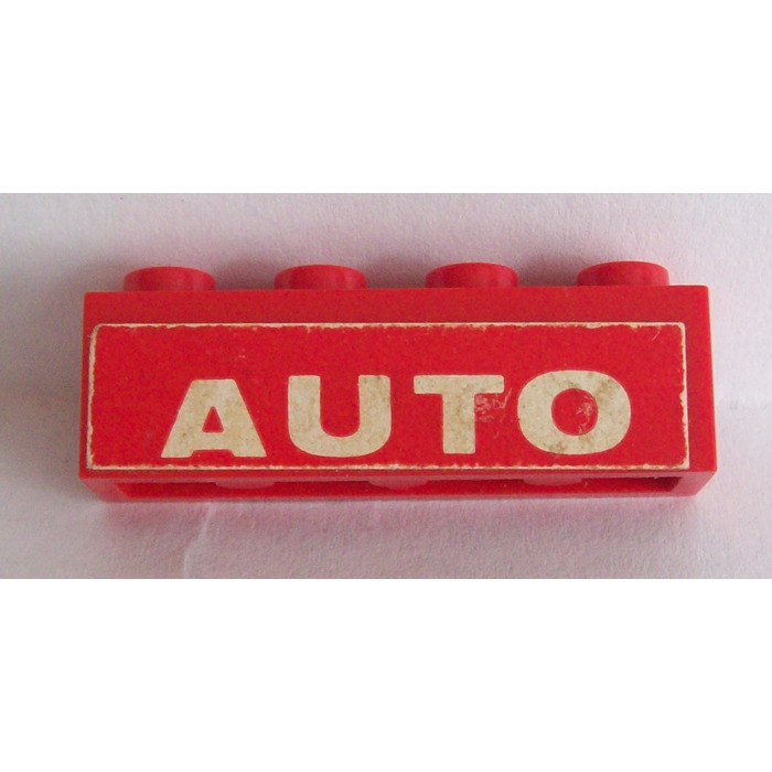 LEGO Red Brick 1 x 4 with 'AUTO' Sticker (3010) | Brick Owl - LEGO ...
