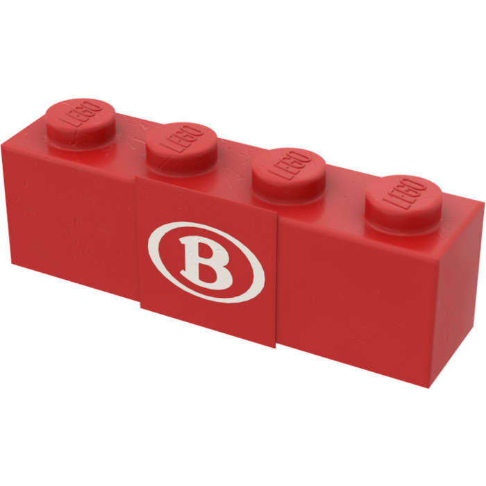 LEGO Red Brick 1 x 4 with 'B' Sticker (3010) | Brick Owl - LEGO Marketplace