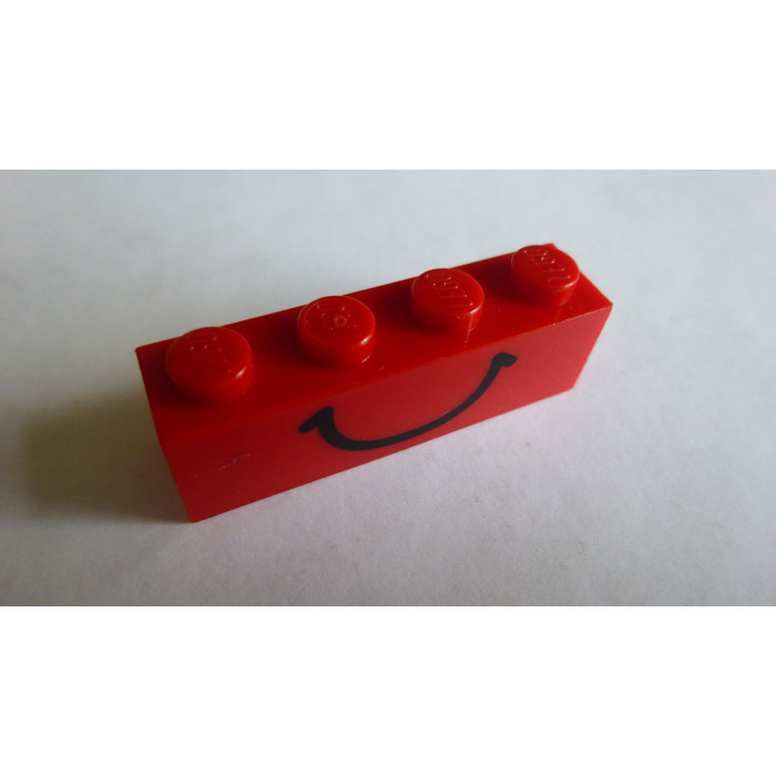 LEGO Red Brick 1 x 4 with Black Smile (82356 / 82860) | Brick Owl ...