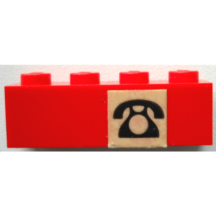 LEGO Red Brick 1 x 4 with Black Telephone Sticker (3010) | Brick Owl ...