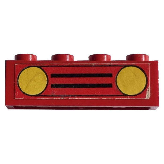 LEGO Red Brick 1 x 4 with Car Grille Sticker (3010) | Brick Owl - LEGO ...
