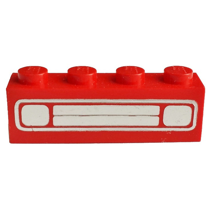 LEGO Red Brick 1 x 4 with Chrome Silver Car Grille and Headlights ...