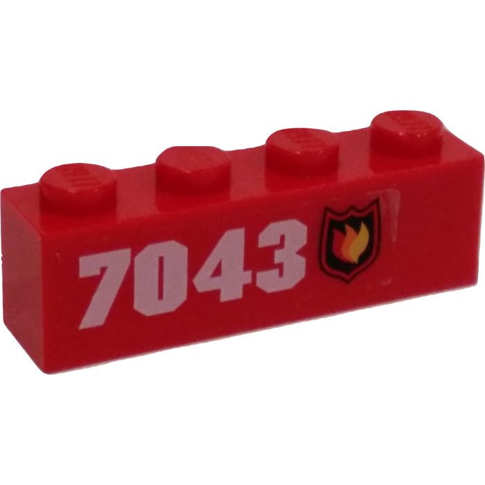 LEGO Red Brick 1 x 4 with Fire Badge and 7043 (Right) Sticker (3010 ...