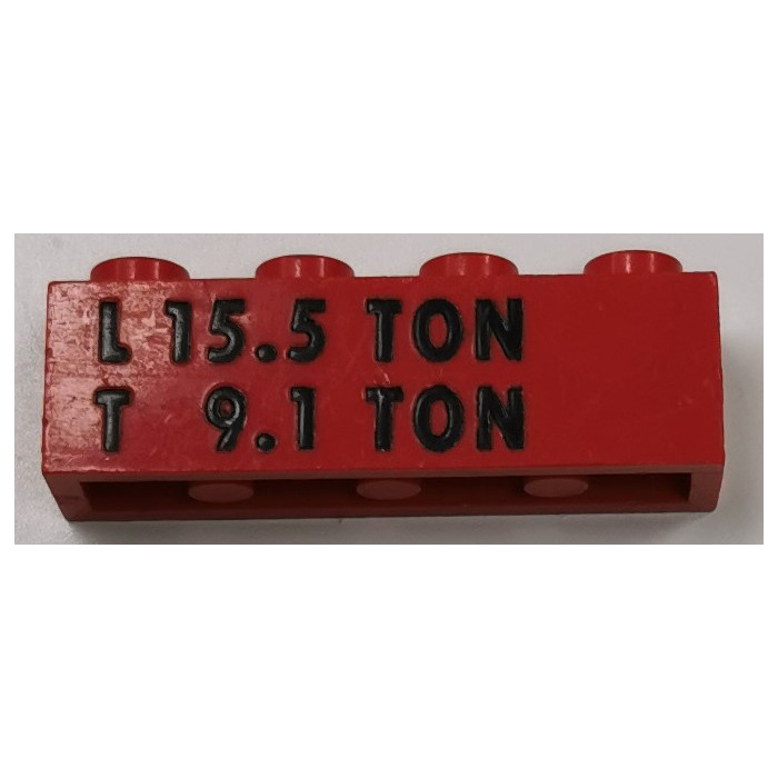 LEGO Red Brick 1 x 4 with L 15.5 TON T 9.1 TON (3010) | Brick Owl ...