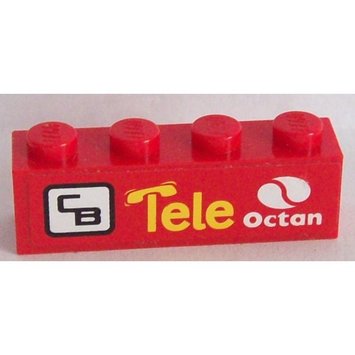 LEGO Red Brick 1 x 4 with Octan Logo, 'Tele', and 'CB' Pattern (Model ...