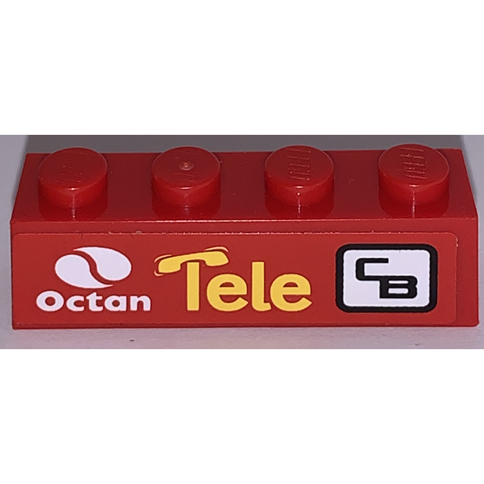 LEGO Red Brick 1 x 4 with Octan, Tele and CB Logos (Left) Sticker (3010 ...