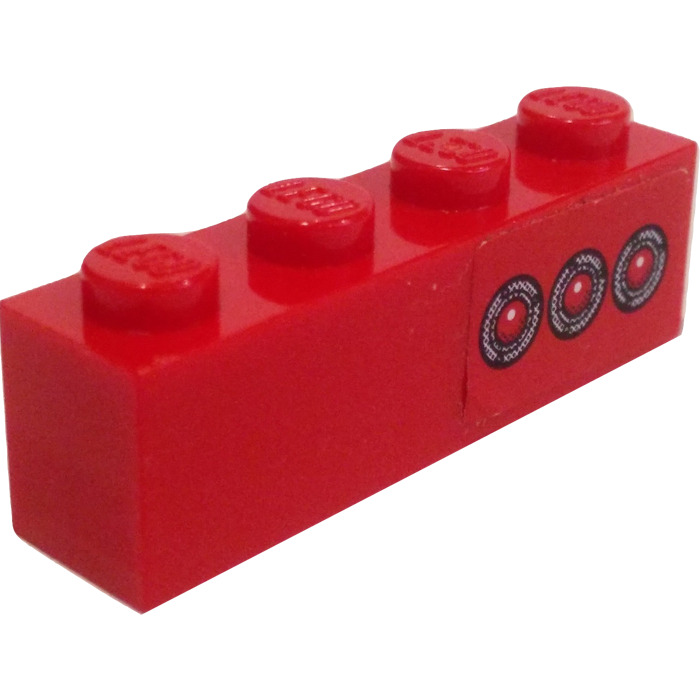 LEGO Red Brick 1 x 4 with Tail Lights (Right) Sticker (3010) | Brick ...