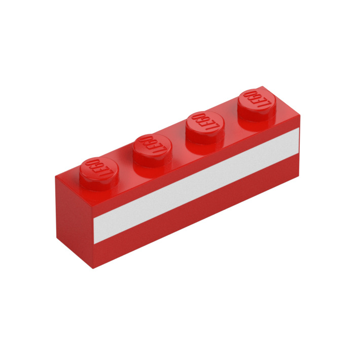 LEGO Red Brick 1 x 4 with White Stripe (3010 / 112510) | Brick Owl ...