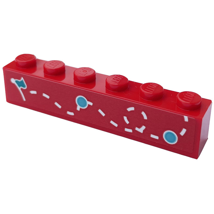 LEGO Red Brick 1 x 6 with Points, Flag (Left) Sticker (3009) | Brick ...
