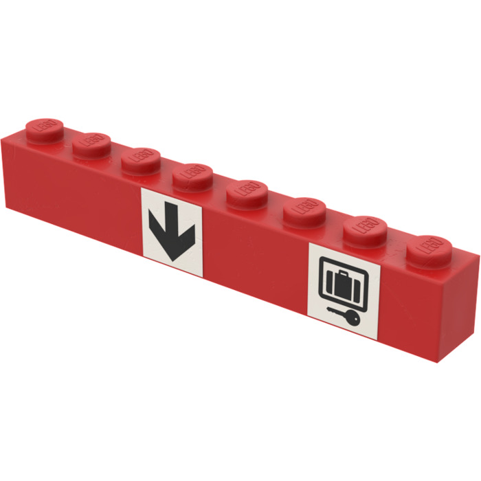 LEGO Brick 1 x 8 with arrow and suitcase Sticker (3008) | Brick Owl ...