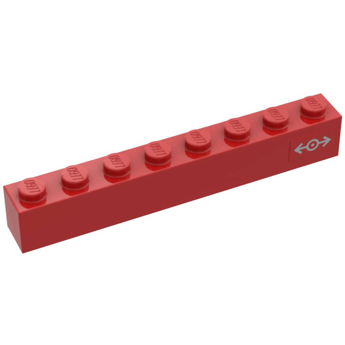 LEGO Red Brick 1 x 8 with Train Logo (Right) Sticker (3008) | Brick Owl ...